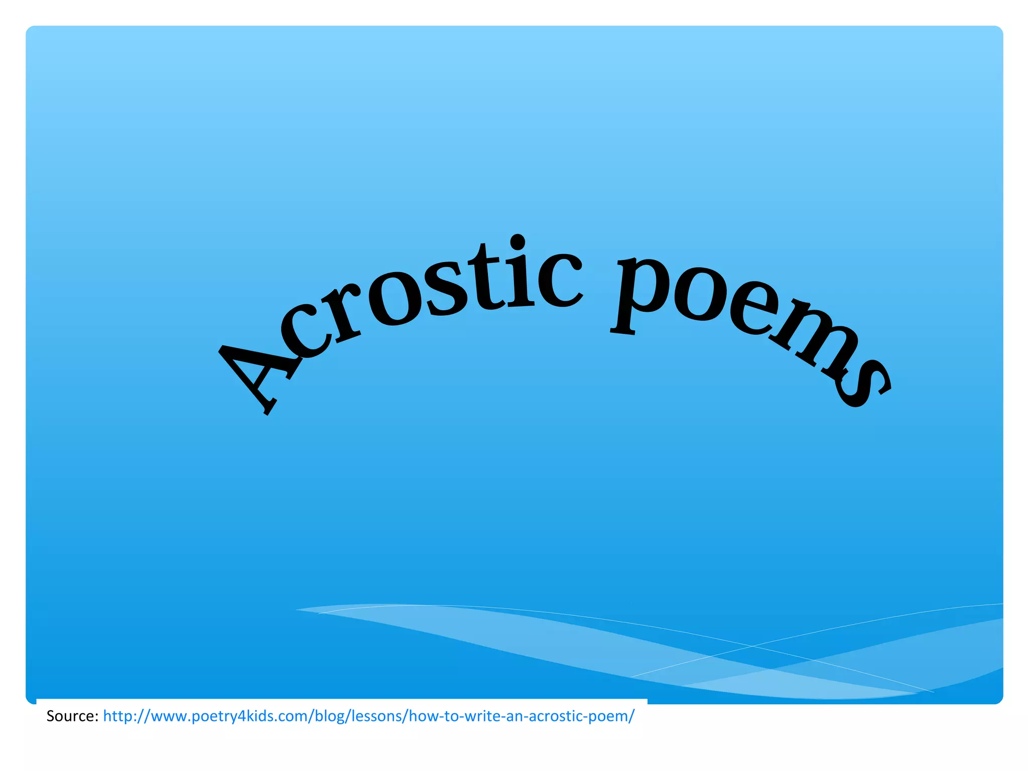 Acrostic poems ppt | PPT