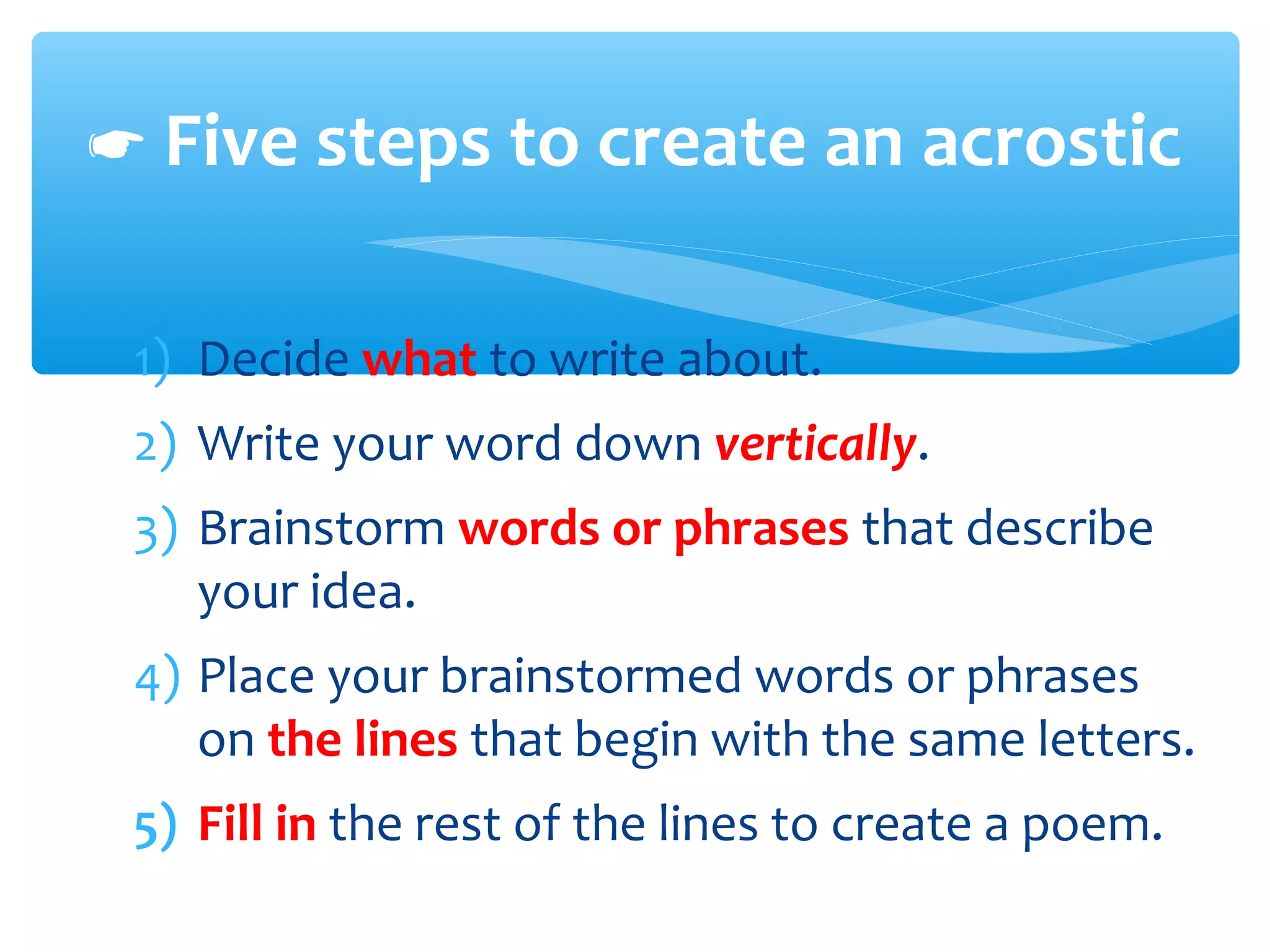Acrostic poems ppt | PPT