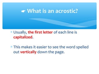 Acrostic poems ppt | PPT