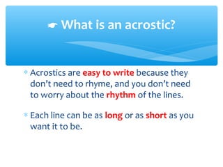Acrostic poems ppt | PPT