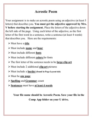 Acrostic Poem Using Names