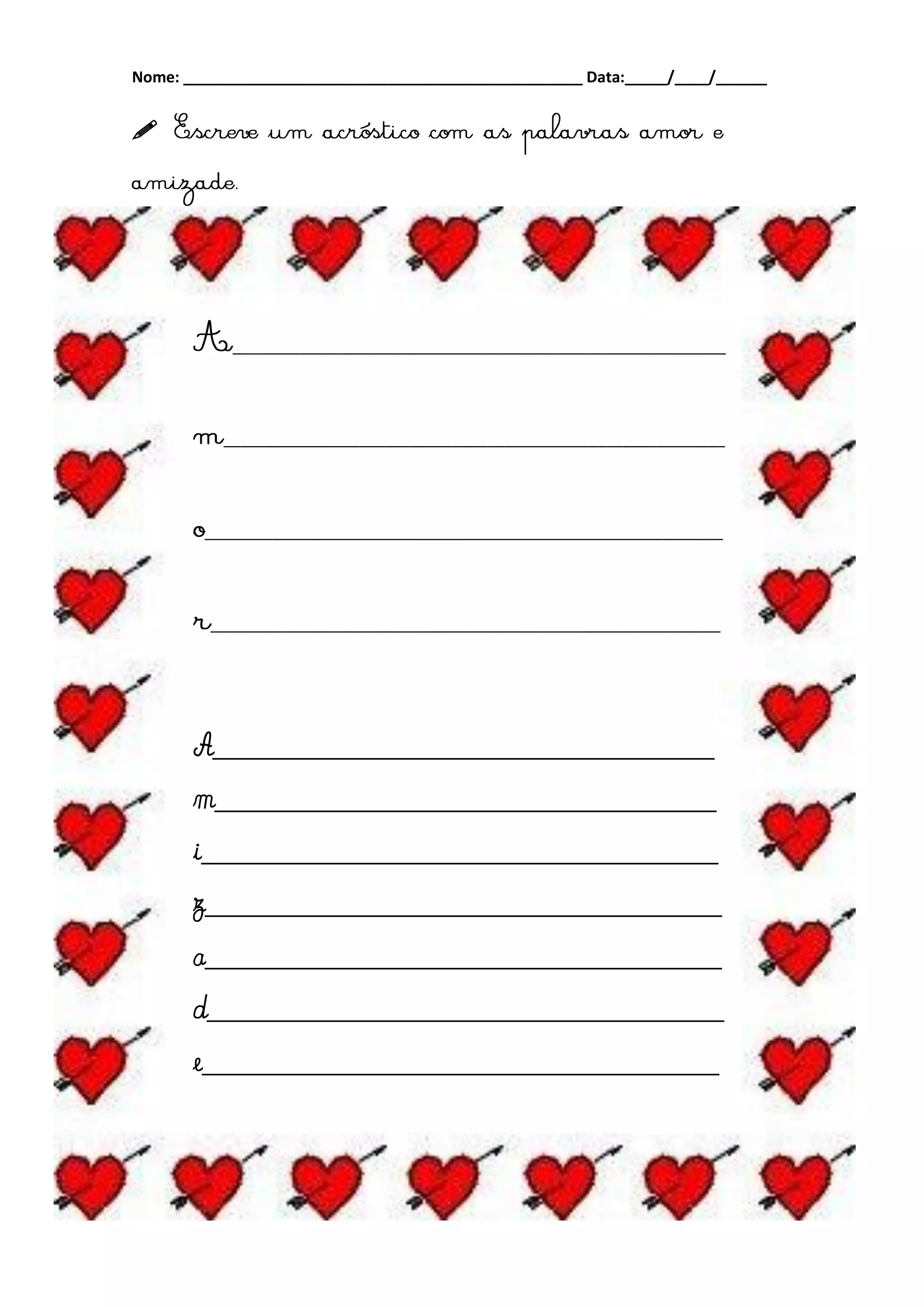 Acróstico palavras amor e amizade | PDF
