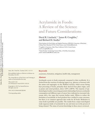 Acrylamide in Foods: A Review of the Science and Future Considerations ...