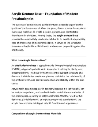 Acrylic Denture Base – Foundation of Modern Prosthodontics.pdf