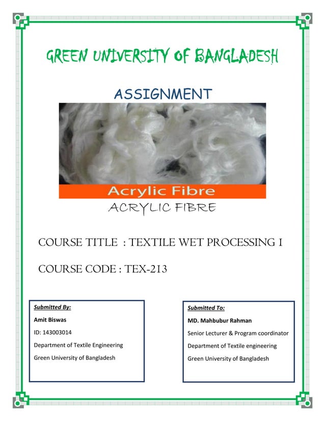 Acrylic fibre_Assignment | PDF