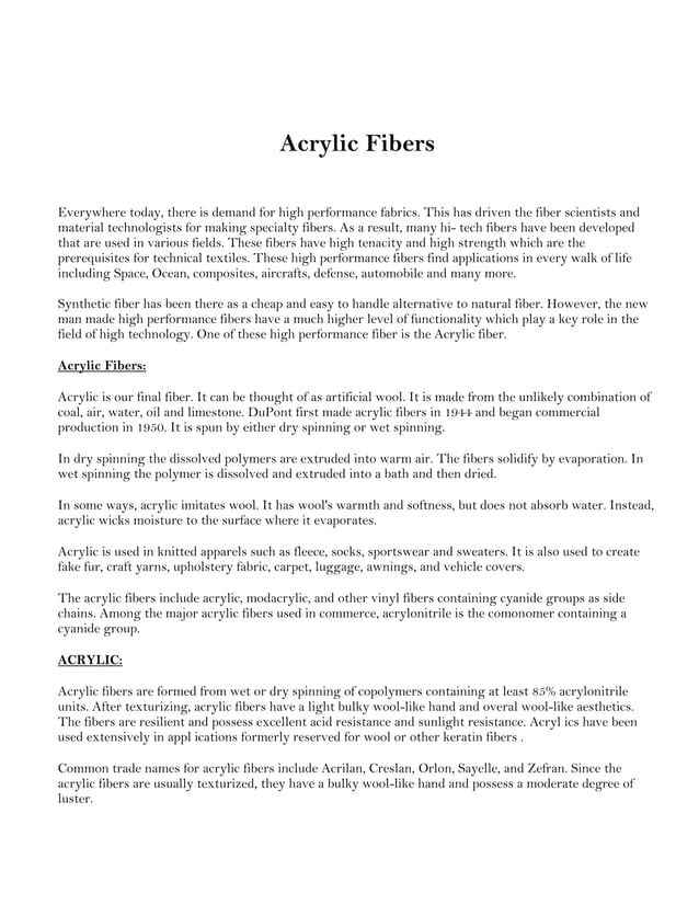 Acrylic fibre_Assignment | PDF