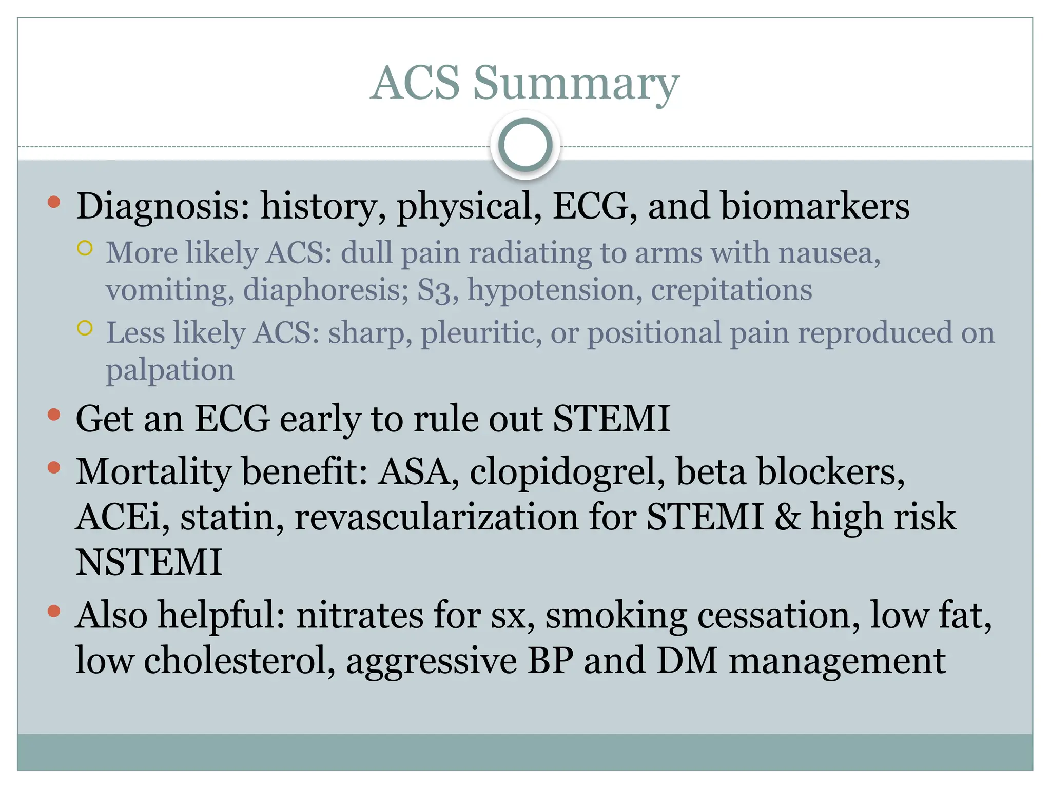 Acute coronary syndrome presentation management | PPTX