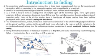Concept of Diversity & Fading (wireless communication) | PPTX