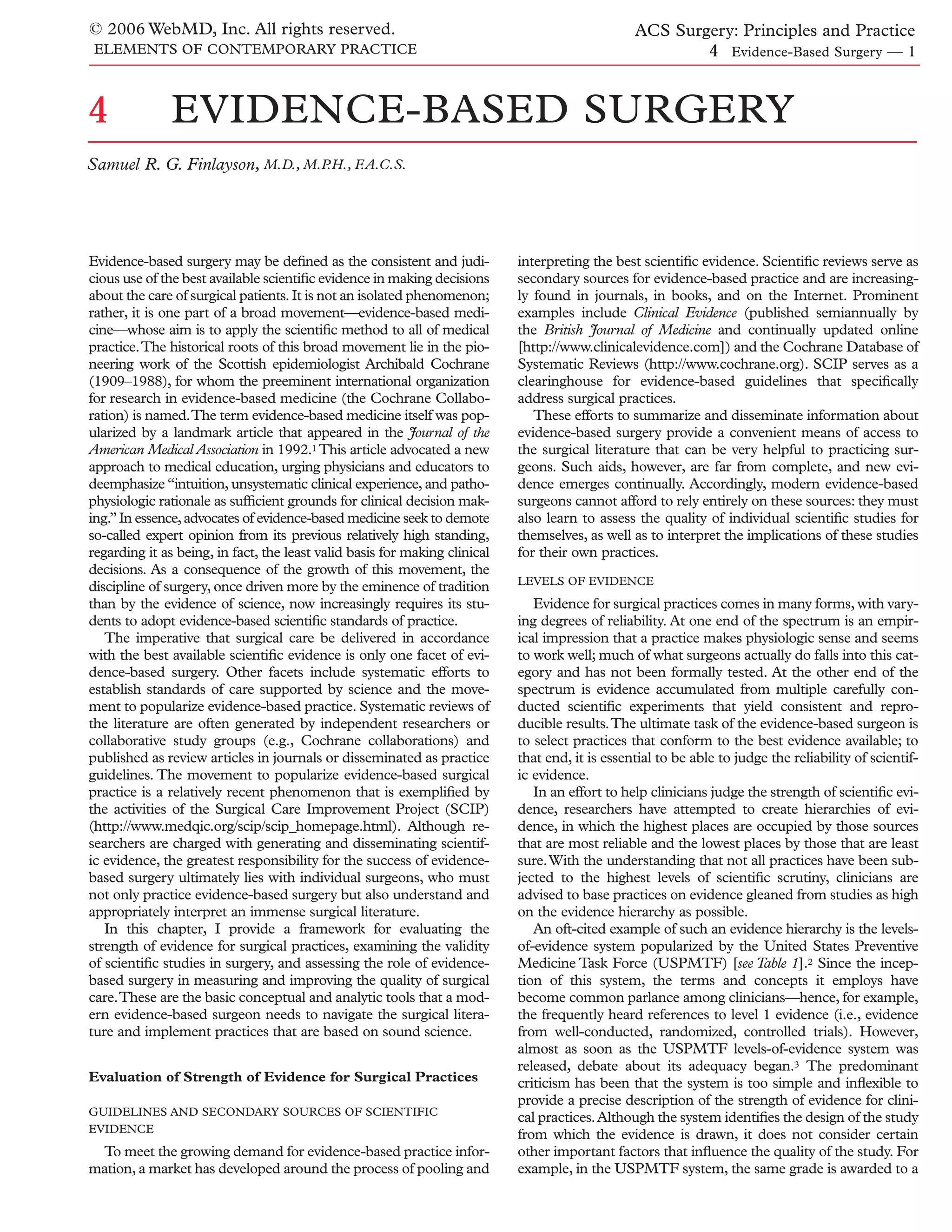 Acs0004 Evidence Based Surgery | PDF