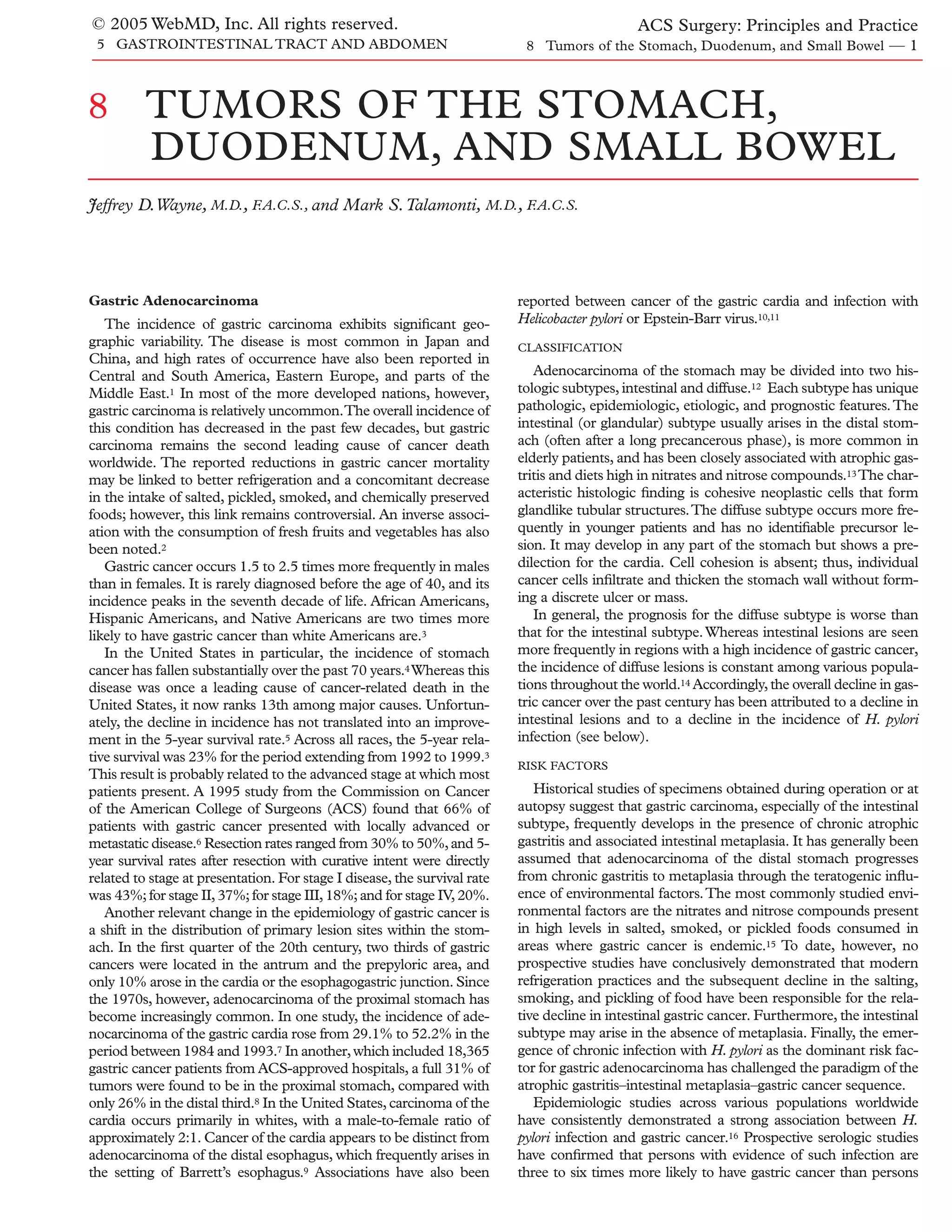 Acs0508 Tumors Of The Stomach, Duodenum, And Small Bowel 2005 | PDF