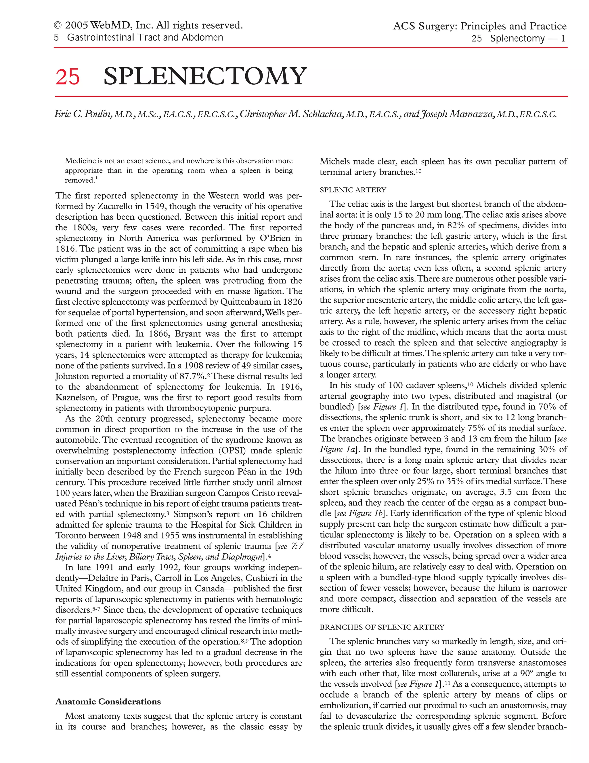 Acs0525 Splenectomy 2005 | PDF