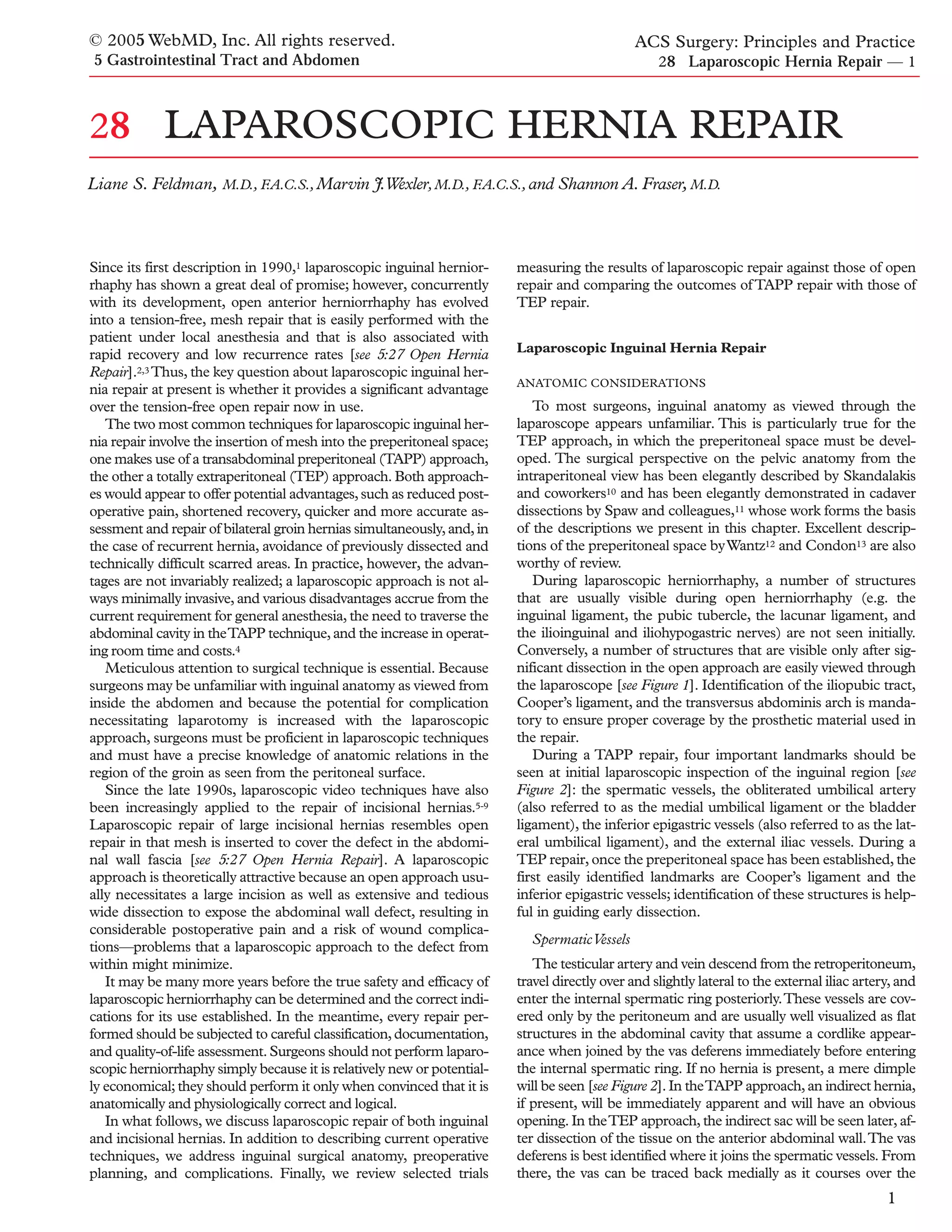 Acs0528 Laparoscopic Hernia Repair 2005 | PDF | Death, Injury, or Military Conflict | Sensitive ...
