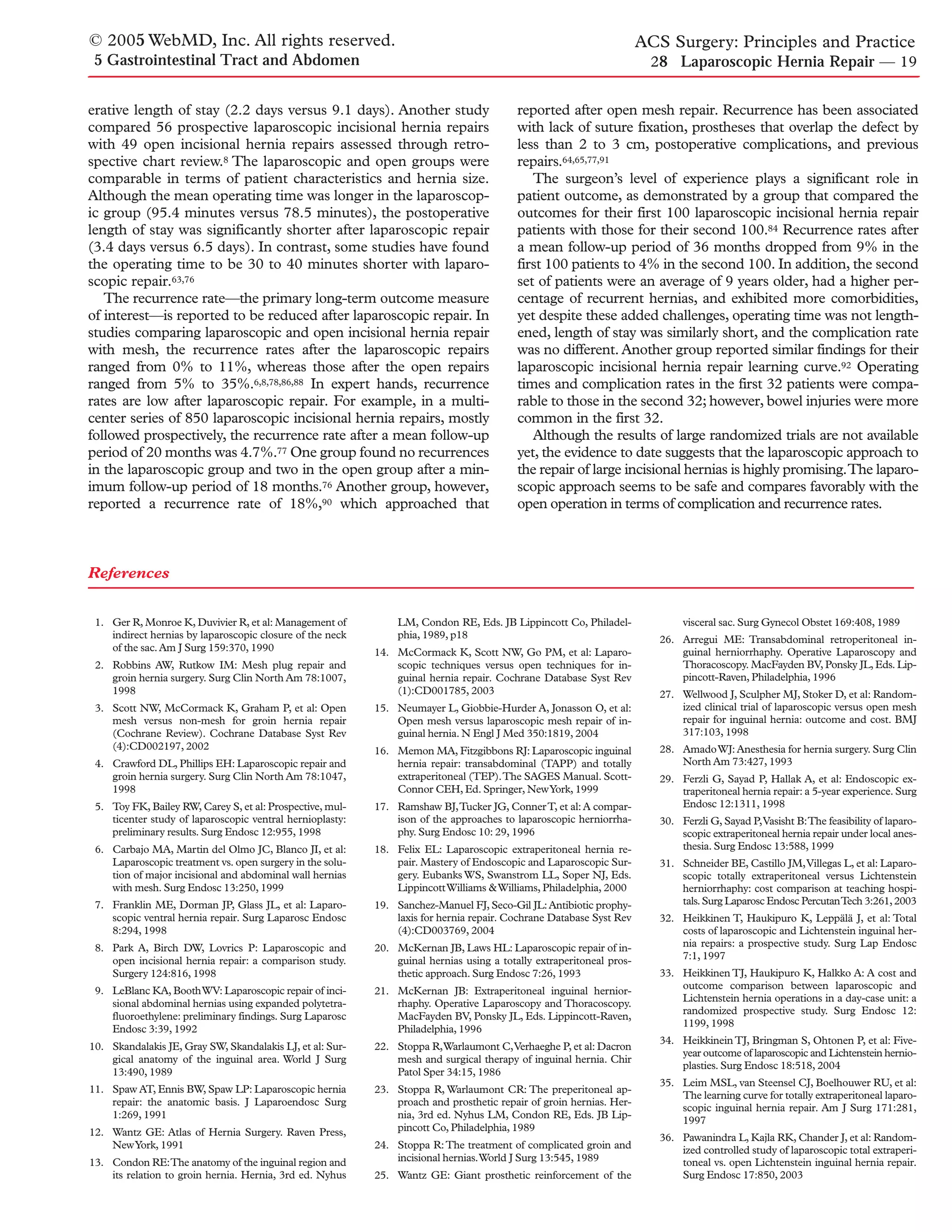 Acs0528 Laparoscopic Hernia Repair 2005 | PDF | Death, Injury, or ...