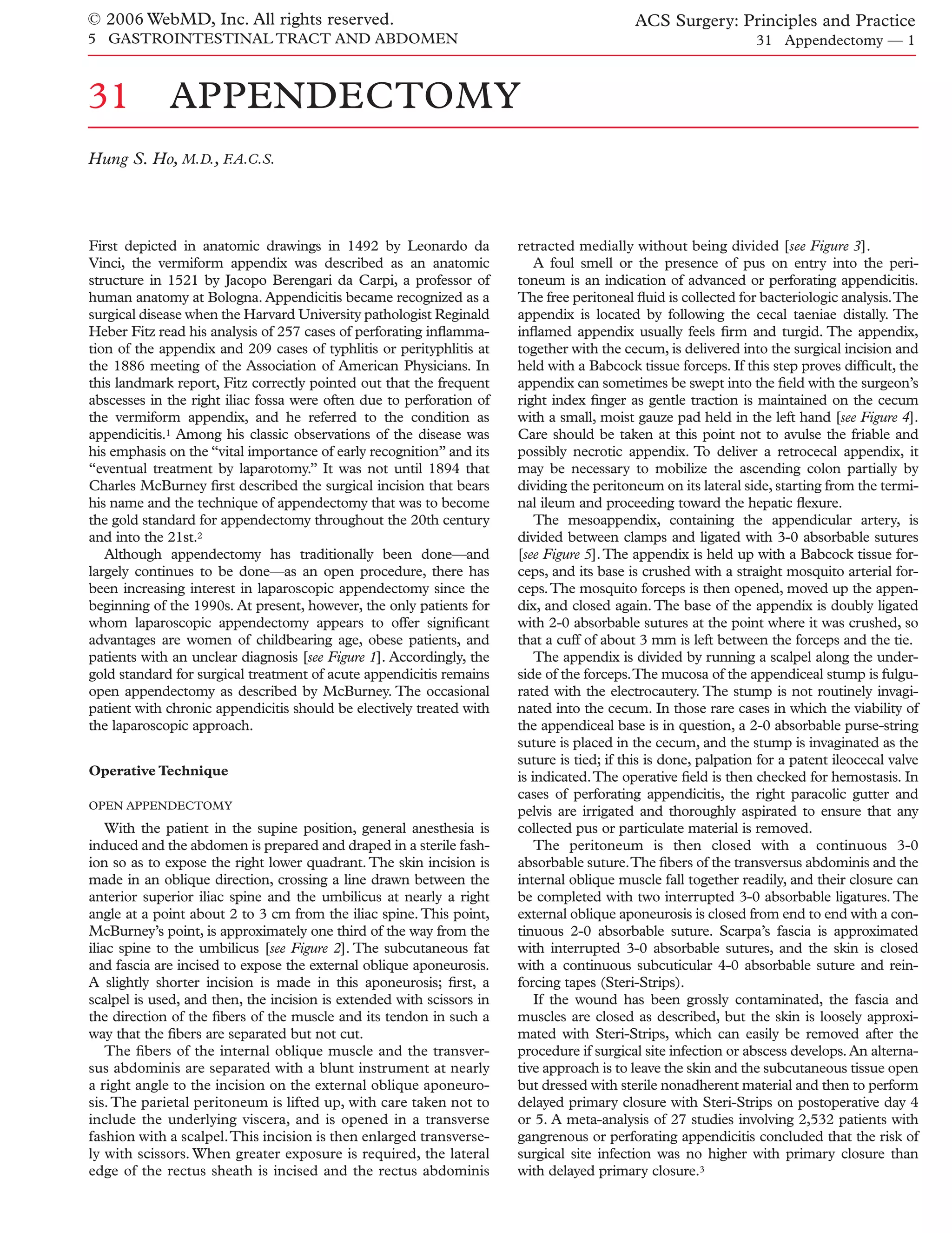 Acs0531 Appendectomy 2006 | PDF