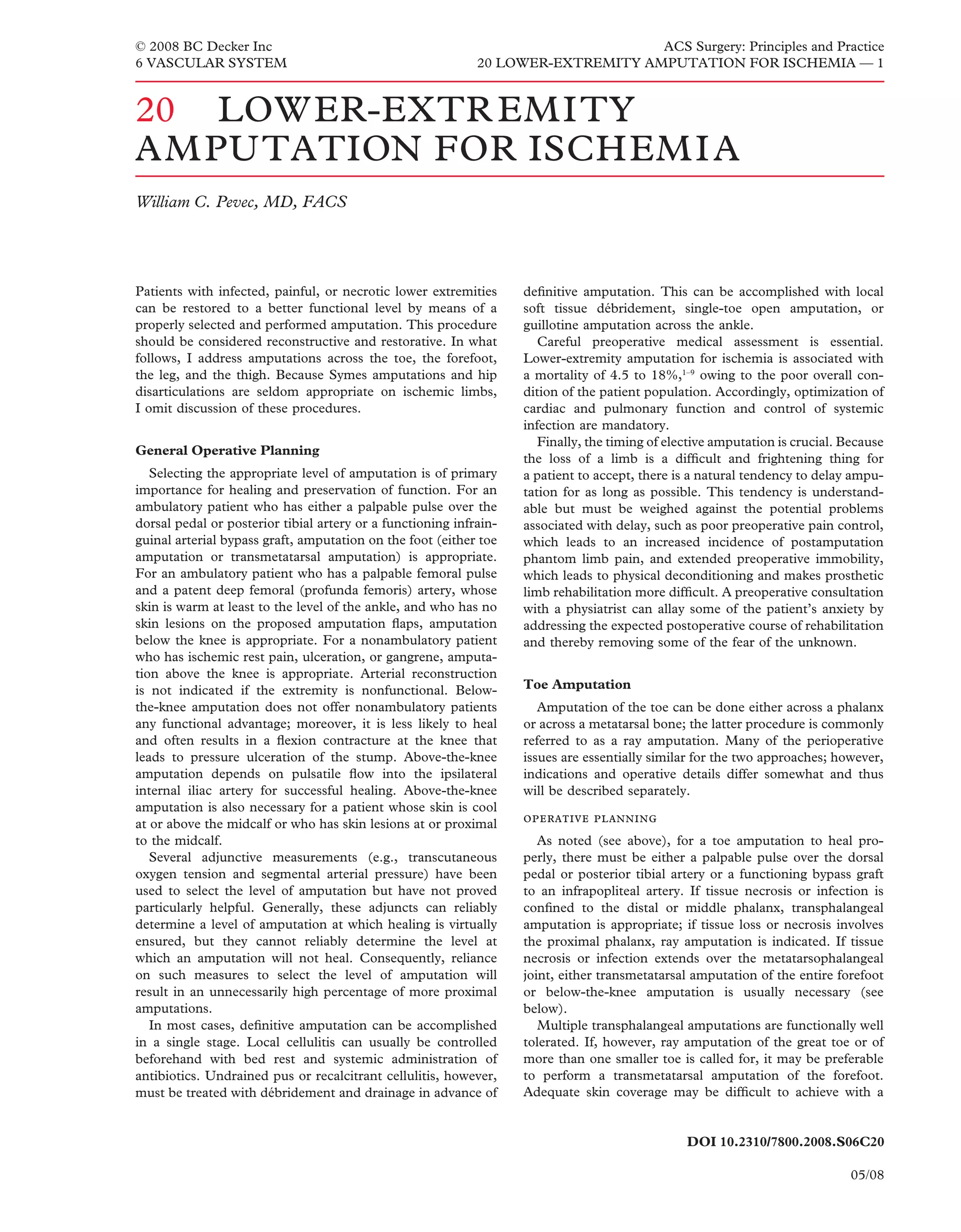 Acs0620 Lower Extremity Amputation For Ischemia | PDF