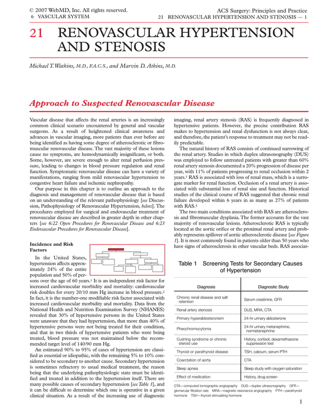 Acs0621 Renovascular Hypertension And Stenosis | PDF