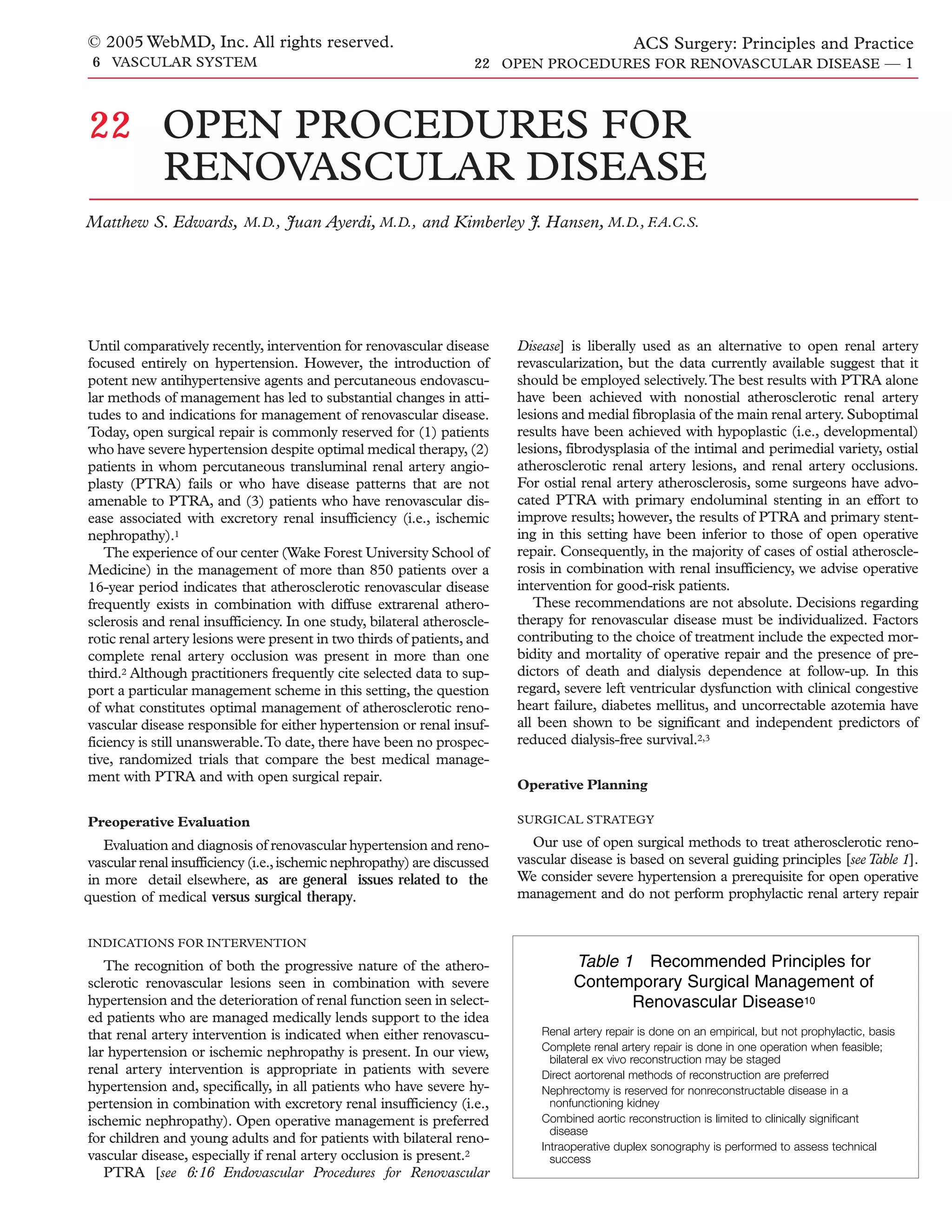 Acs0622 Open Procedures For Renovascular Disease | PDF