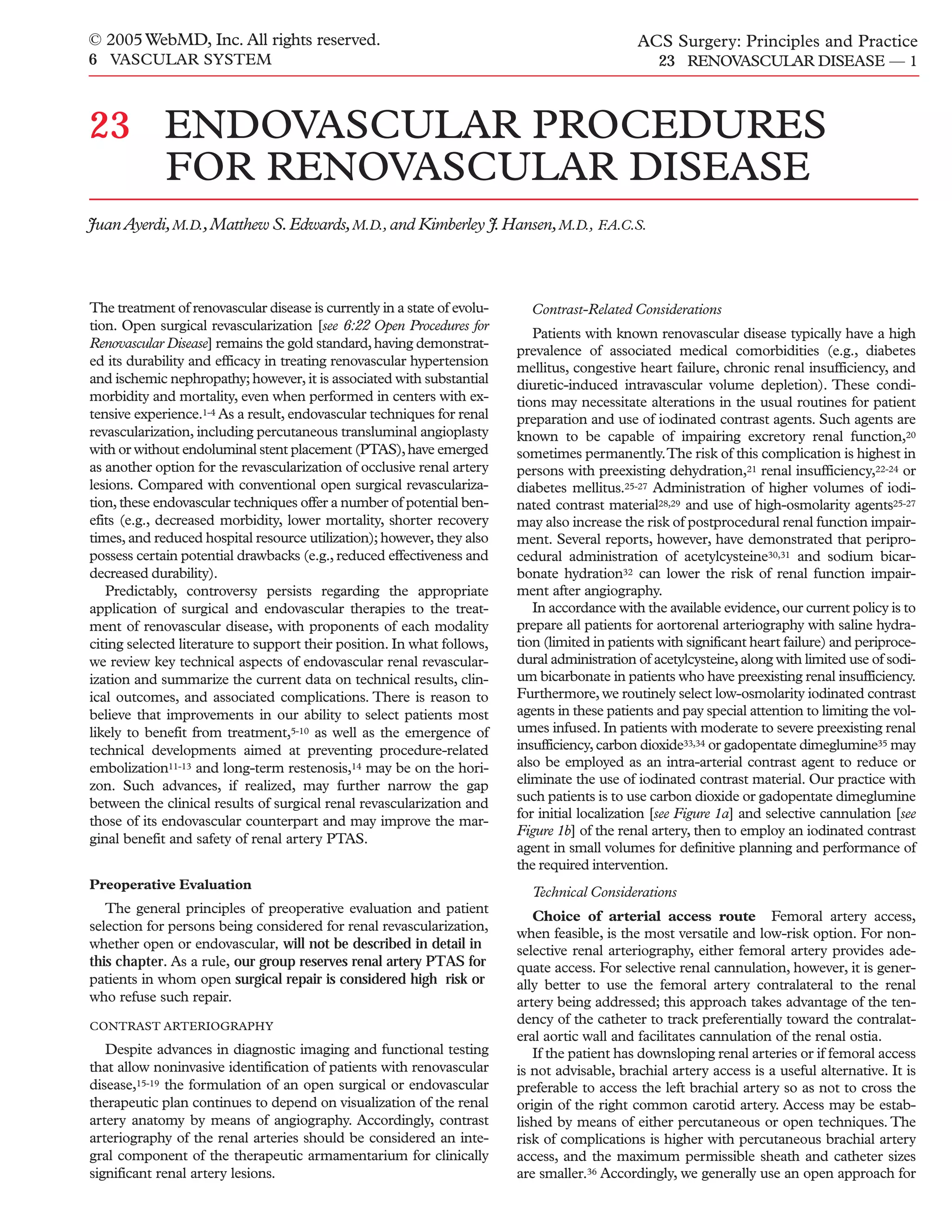 Acs0623 Endovascular Procedures For Renovascular Disease | PDF