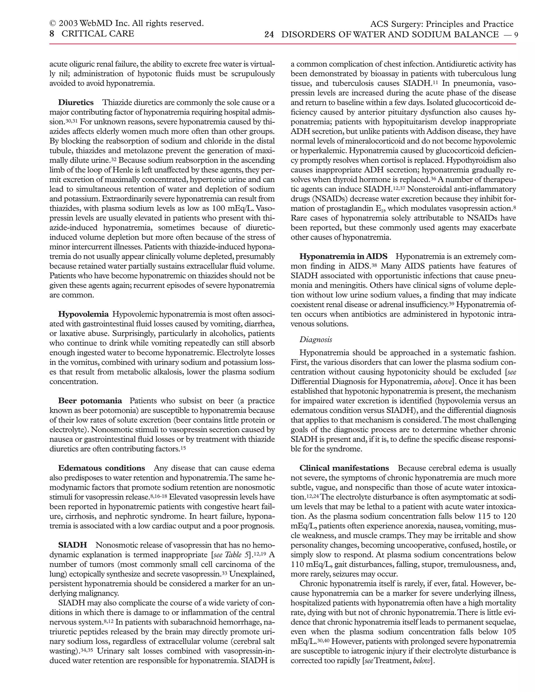 Acs0824 Disorders Of Water And Sodium Balance | PDF