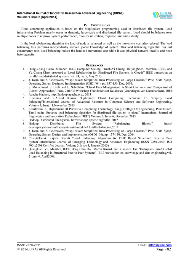 Survey on Load Rebalancing for Distributed File System in Cloud | PDF