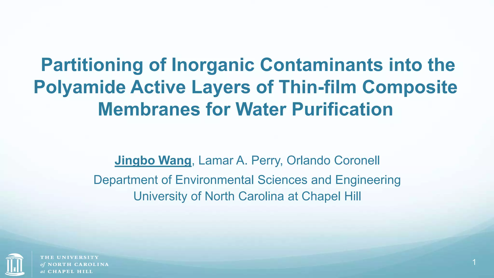 Partitioning of Inorganic Contaminants into the Polyamide Active Layers ...