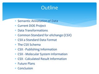 A Standard Data Format for Computational Chemistry: CSX | PPT