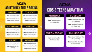 ACSA Class Schedule in Melbourne City for Kids & Adults | PDF