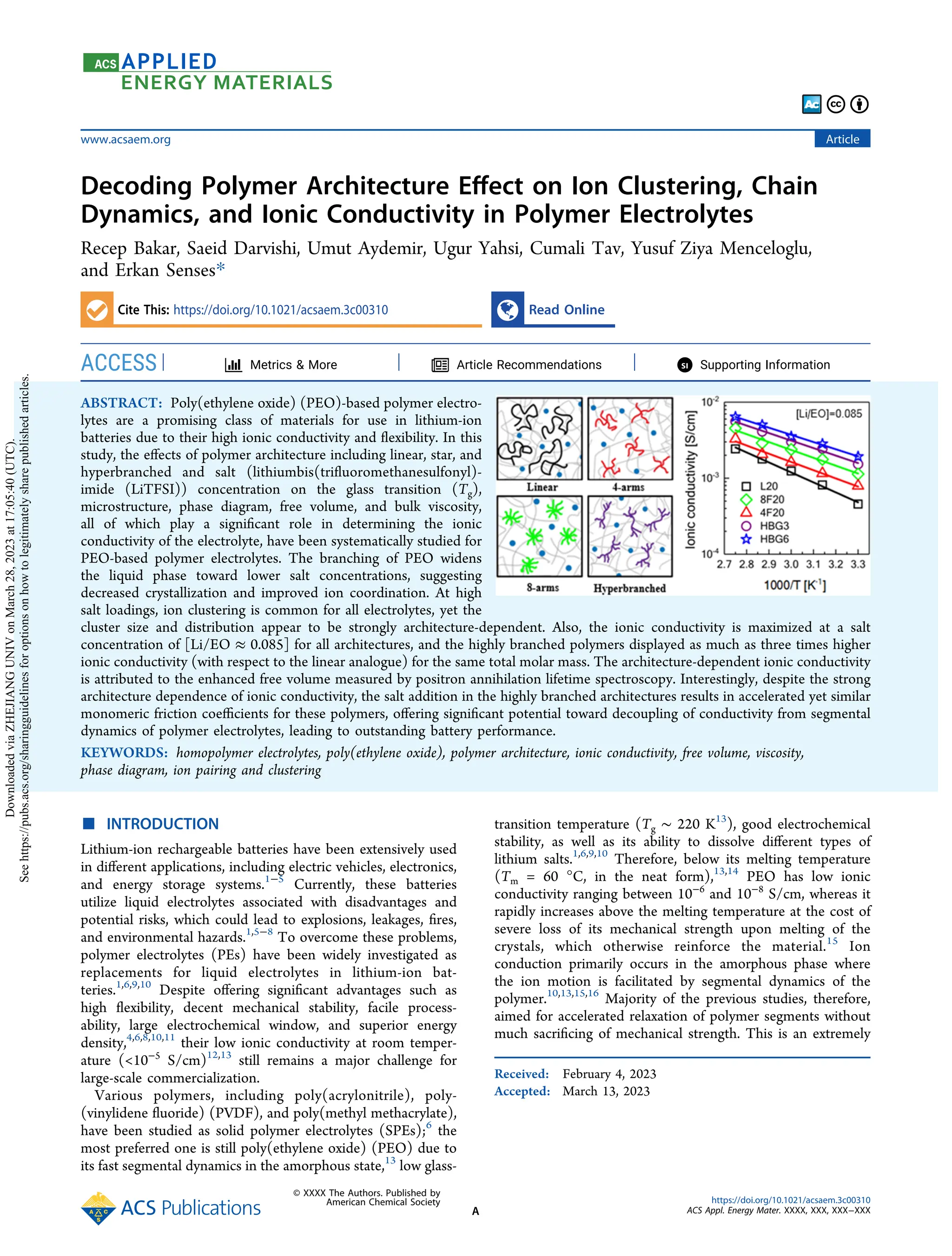 Polymer Architecture Effect on ion chain Dynamics | PDF | Chemistry | Science
