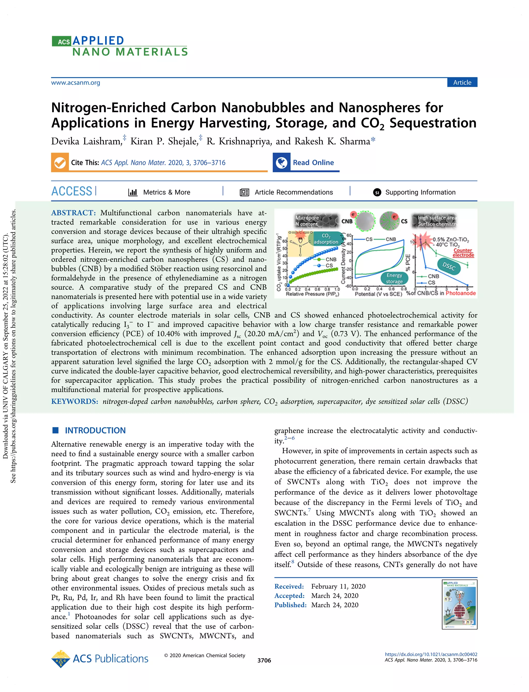 Nitrogen-Enriched Carbon Nanobubbles and Nanospheres for Applications in Energy Harvesting ...