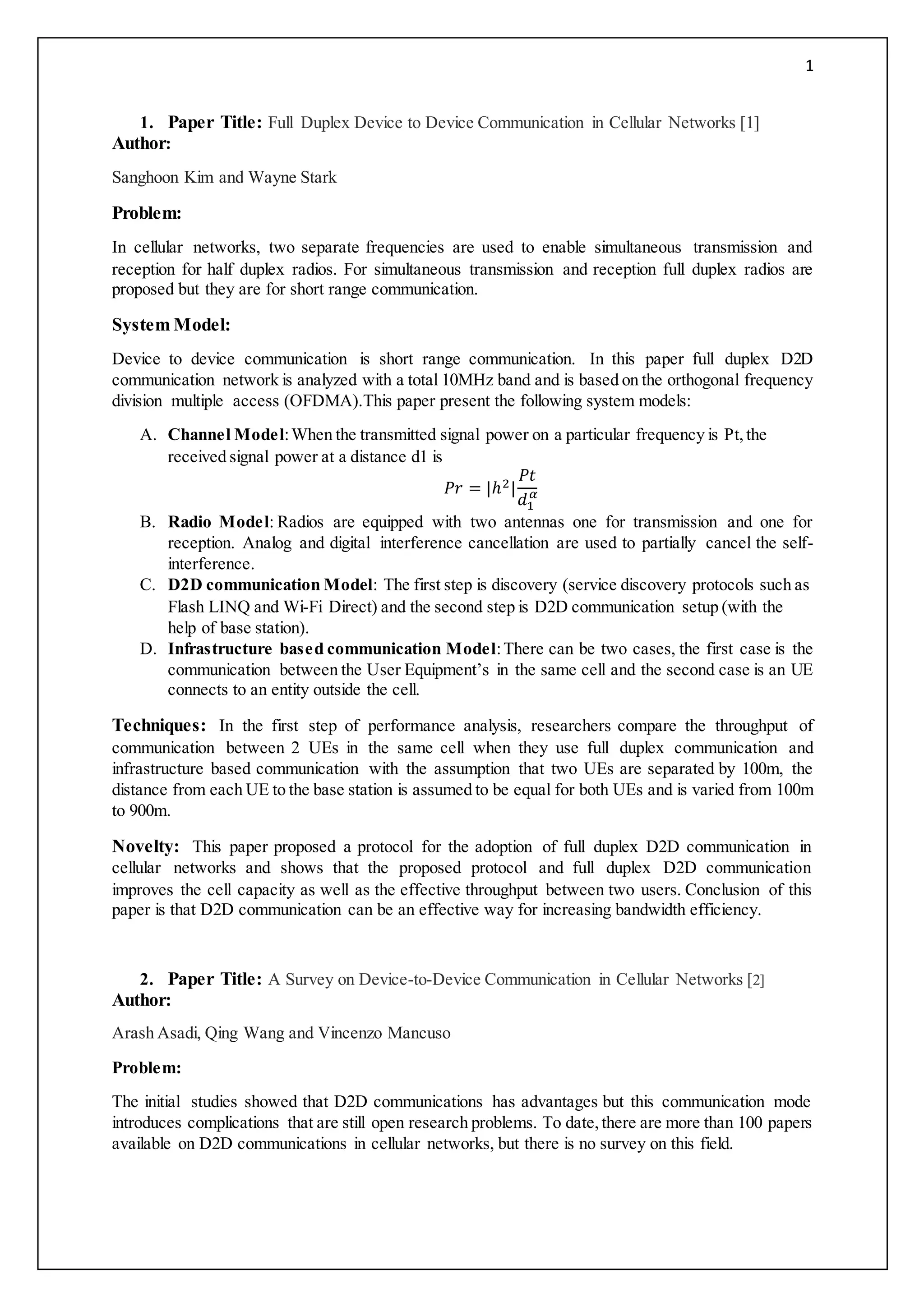Device to Device Communication in Cellular Networks | DOCX