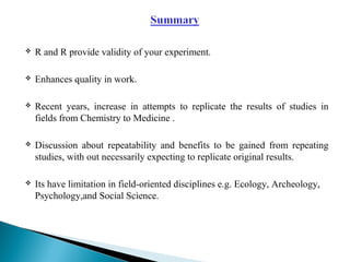 Repeatability and Reproducibility in science | PPT