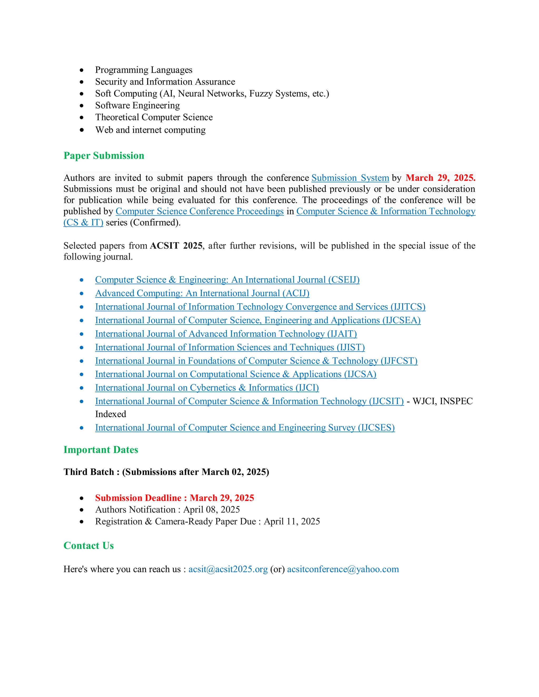 13th International Conference of Advanced Computer Science ...