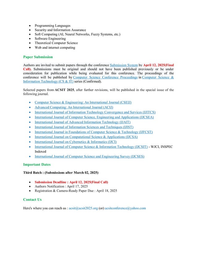 13th International Conference of Advanced Computer Science ...