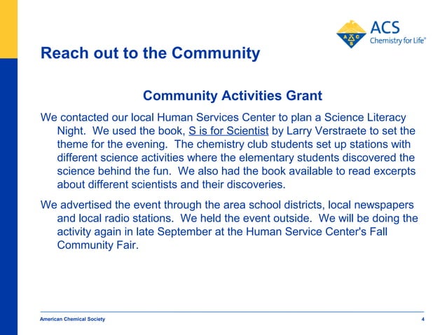 ACS ChemClub Presentation | PPT | Chemistry | Science