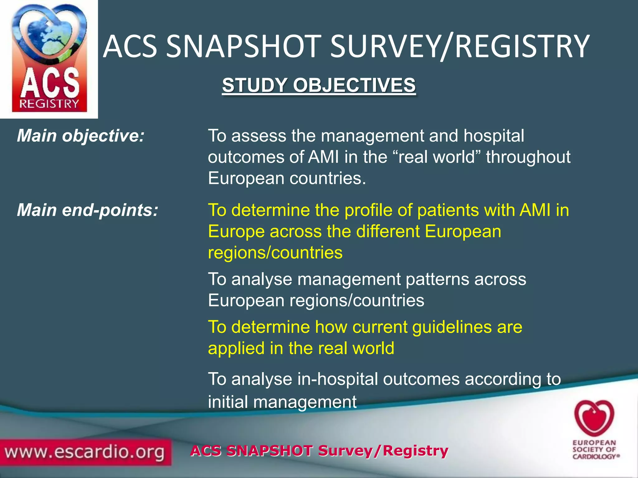 ACS SNAPSHOT SURVEY/REGISTRY | PDF