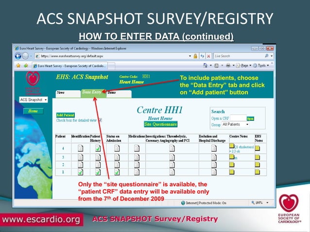 ACS SNAPSHOT SURVEY/REGISTRY | PPT