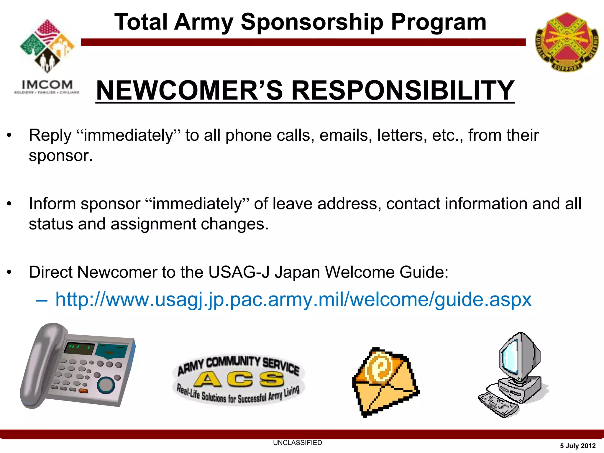Army Community Service - Sponsorship Training | PPTX
