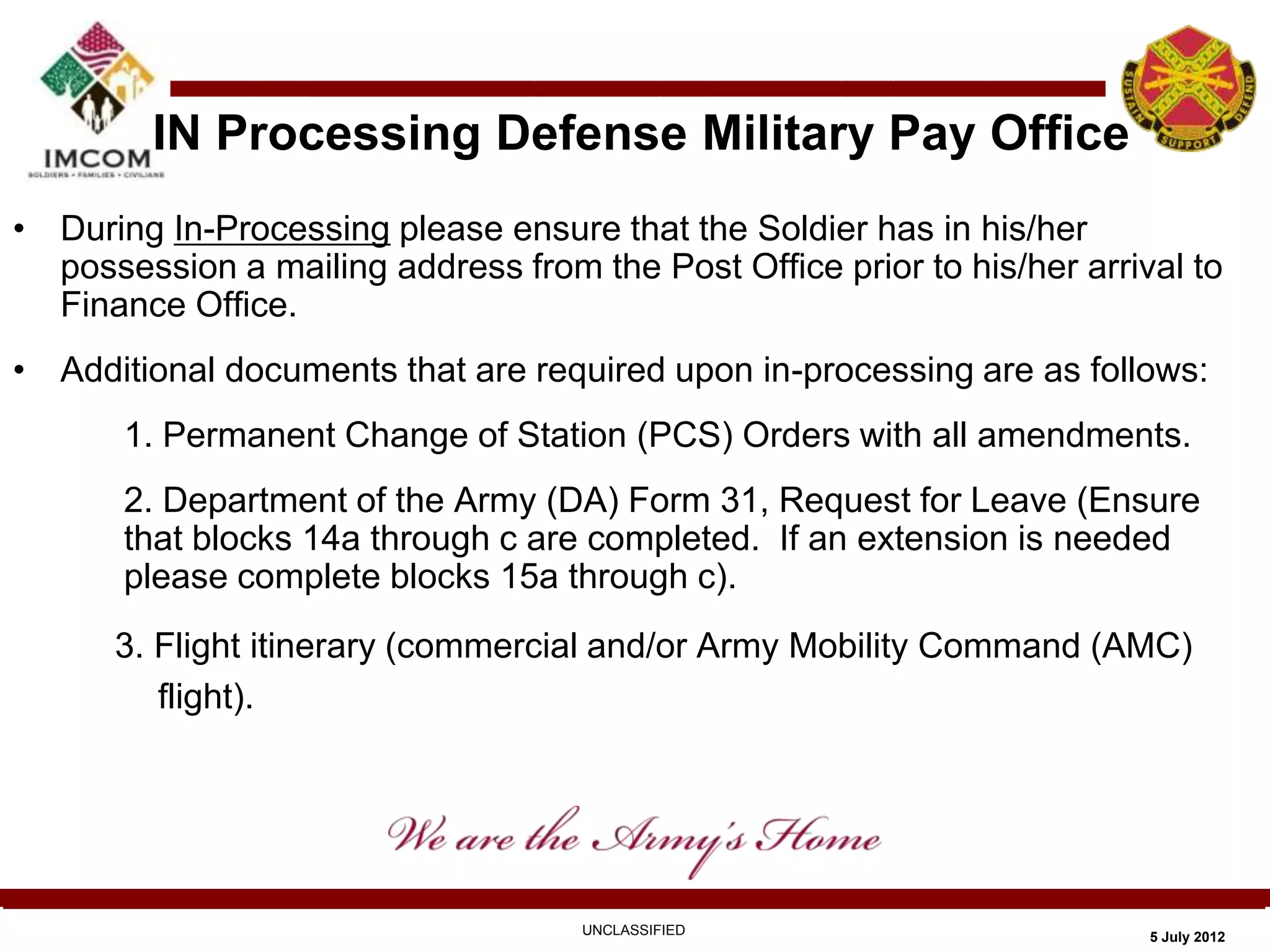 Army Community Service - Sponsorship Training | PPTX