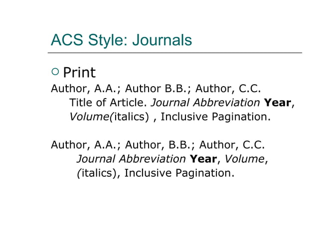 ACS Style: Journal Articles | PPT