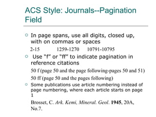 ACS Style: Journal Articles | PPT