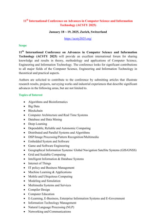Call for Papers - 11 th International Conference on Advances in ...