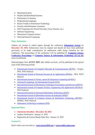 CFP - 11 th International Conference on Advances in Computer Science ...