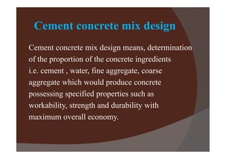PRINCIPLE OF CONCRETE MIX DESIGN | PDF