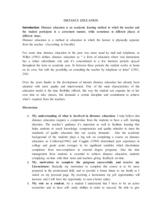 Distance Education | DOCX | Online Education | Education