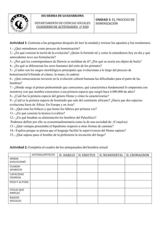 Act. 3 hominización 2 | PDF