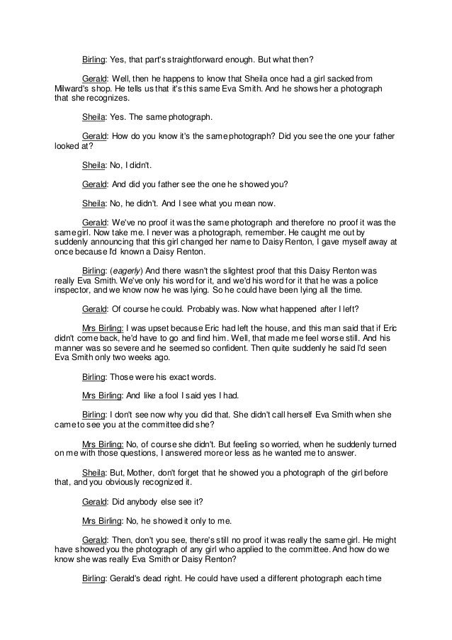 An Inspector Calls Act 3 Year 10