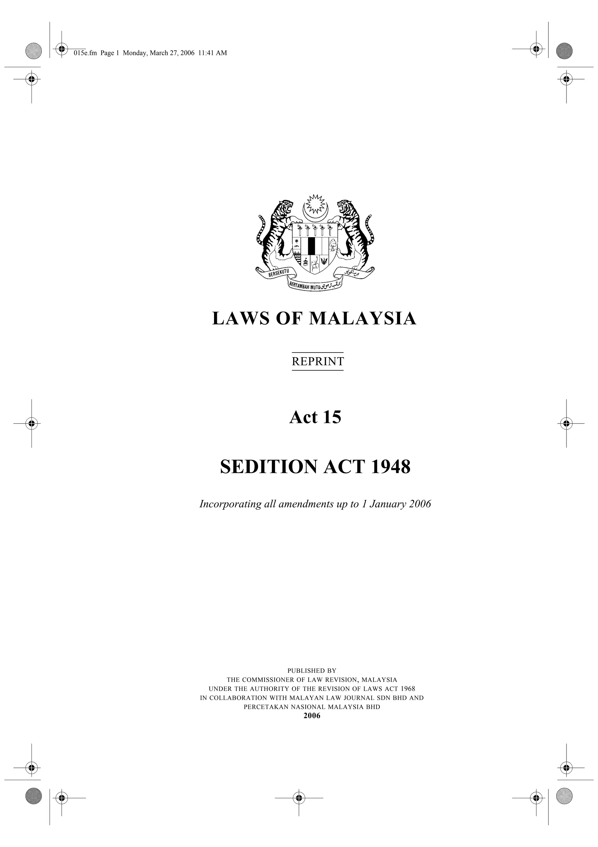 Sedition Act Act 15 | PDF