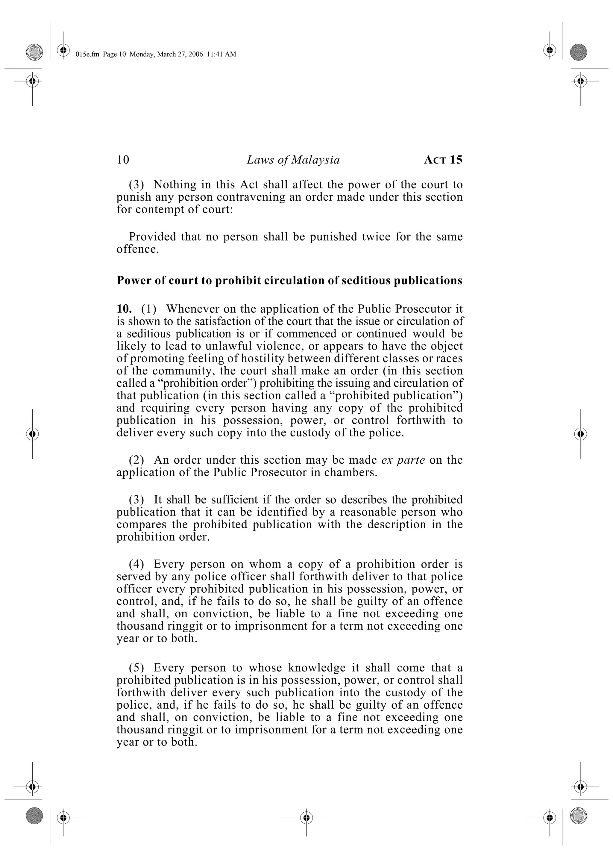 Sedition Act Act 15 | PDF