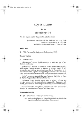 Sedition Act Act 15 | PDF