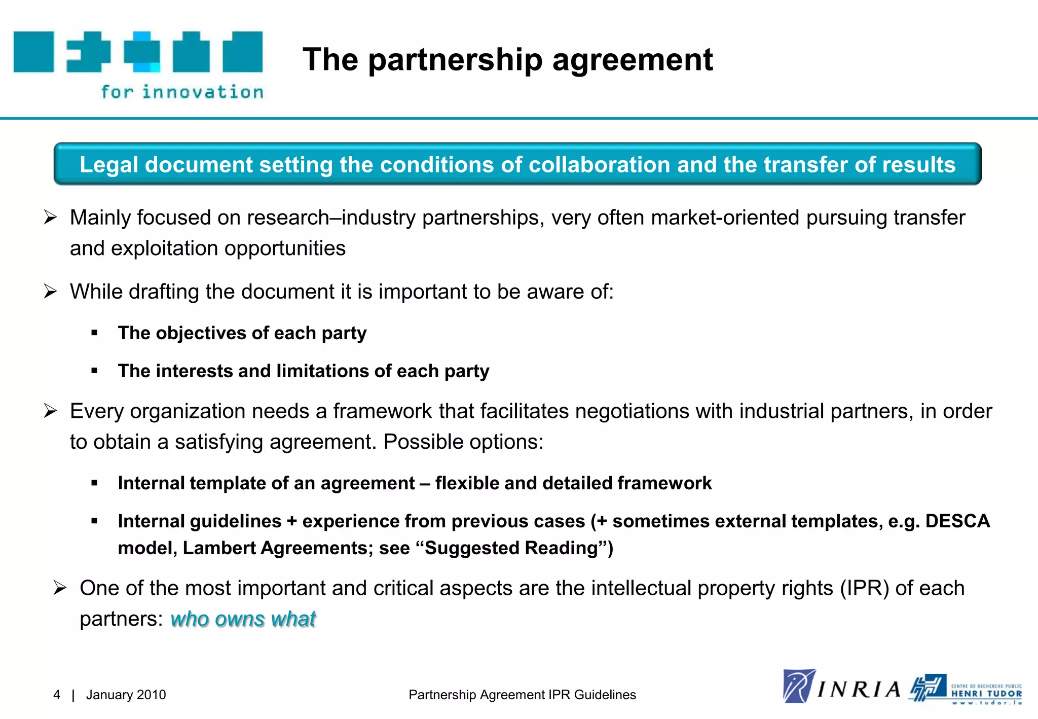 FITT Toolbox: Partnership Agreement IPR Guidelines | PDF